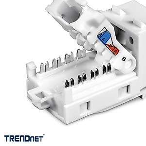 TRENDnet Cat6 RJ45 Keystone Jack 50-Pack Bundle, TC-K50C6, Compatible with Cat5/Cat5e/Cat6 Cabling, Use with The TC-KP24 or TC-KP48 Blank Keystone Patch Panels(Sold Separately) White