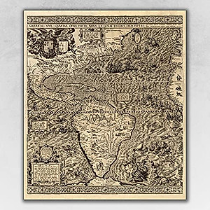 HomeRoots 24" X 28" Vintage 1562 Map Of Early Americas Wall Art
