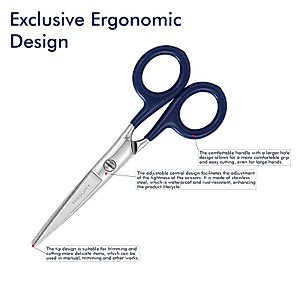 HAGUPIT Small Sharp Embroidery Scissors - 5" Precision Tiny Stainless Steel Detail Needlework Shears for Sewing Trimming Fabric Thread Yarn, Comfort Blue Grip Stitchwork Scissors