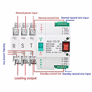 Automatic Transfer Toggle Switch AC 400V 3P Dual Power 63/80/100A Flame Retardant High Reliability High Sensitive Response for Power Supply(100A)