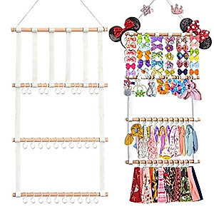 Bow Holder for Girls Hair Bows Headband Holder, Bow Organizer for Baby Girl, Headbands Hair Accessories Organizer Storage, Baby Bow Holder Organizer Bow Hanger Wall Hanging Decor for Toddler Girls