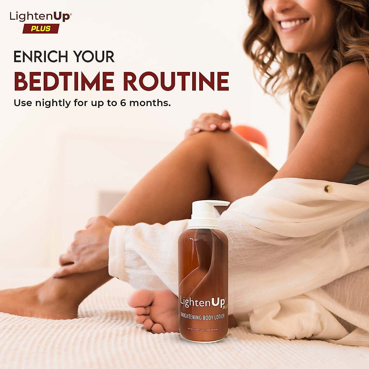 LightenUp, Skin Brightening Lotion - 13.5 Fl oz / 400ml - Moisturizing, Hydrating Body Lotion for Body, Knees, Elbows, Hands, Underarms, with Jamaican Castor Oil and Shea Butter