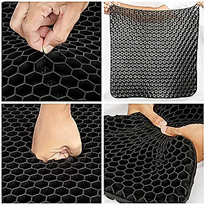 Gel Seat Cushion, Cooling seat Cushion Thick Big Breathable Honeycomb Design Absorbs Pressure Points Seat Cushion with Non-Slip Cover Gel Cushion for Office Chair Home Cars Wheelchair