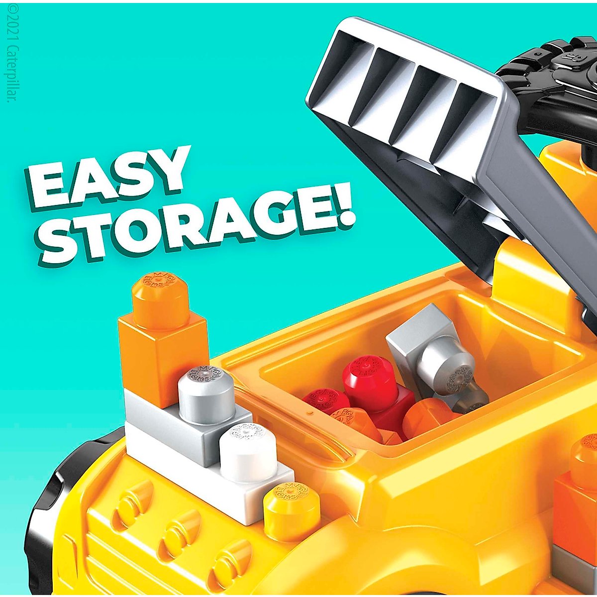 MEGA BLOKS First Builders Cat Toddler Building Blocks Toy Set, Build ‘n Play Ride-On with 11 Pieces and Storage, Yellow, Ages 1+ Years