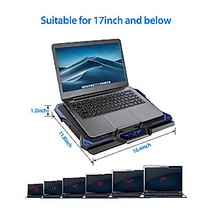 Laptop Cooling Pad, Laptop Cooler with 6 Quiet Led Fans for 15.6-17 Inch Laptop Cooling Fan Stand, Portable Ultra Slim USB Powered Gaming Laptop Cooling Pad, Switch Control Fan Speed Function