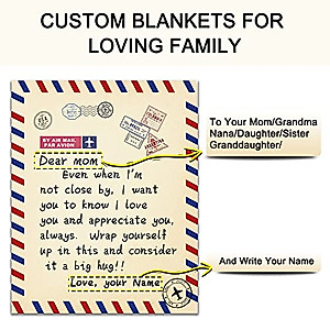 SIMIEEK Custom Blanket for Mom Personalized to My Mom from Daughter Son Letter Throw Blanket for Couch Bed Sofa, Mothers Day Birthday Gifts