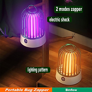 Bug Zapper, Electric Mosquito Zapper, Portable Rechargeable Bug Zapper, Fly Trap, Waterproof Insect Killer, Electric Fly Zapper for Home, Patio, Camping, Outdoor Indoor
