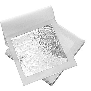 20Pcs Silver Leaf Sheets 2.4"x2.4" Edible Silver Leaf Pure Silver Leaf for Beauty Routine and Makeup, Bakery and Pastry,Cake Decoration, Chocolates and Gilding DIY Art and Craft Work Furniture