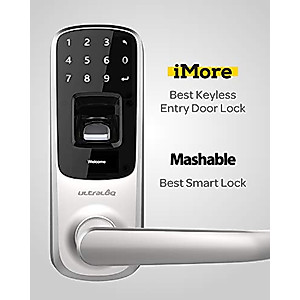 ULTRALOQ UL3 BT (2nd Gen) Smart Lock 5-in-1 Keyless Entry Electronic Door Handle, Satin Nickel