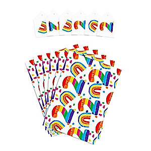 CENTRAL 23 Rainbow Wrapping Paper - 6 Sheets of White Gift Wrap - 2nd Birthday Gifts for Boys and Girls - Age 2 Two - Comes with Fun Stickers