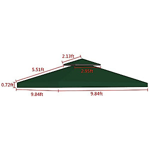 Timoau Gazebo Canopy Replacement Top 10'x10' - Single Tier Patio Canopy Cover - Square Replacement Canopy Gazebo Top - Waterproof 300D Canvas Gazebo for Patio Garden Outdoor (one Tier, Green)