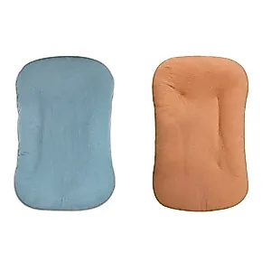 Muslin Baby Lounger Cover, Baby Padded Lounger Cover, Infant Floor Seat Cover, Organic Cotton Removable Slipcover Fits Newborn Lounger for Boys and Girls, Blue and Brown