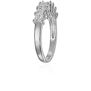 Amazon Essentials Platinum-Plated Sterling Silver Infinite Elements Cubic Zirconia 1 cttw Princess Ring,Size 7 (previously Amazon Collection)