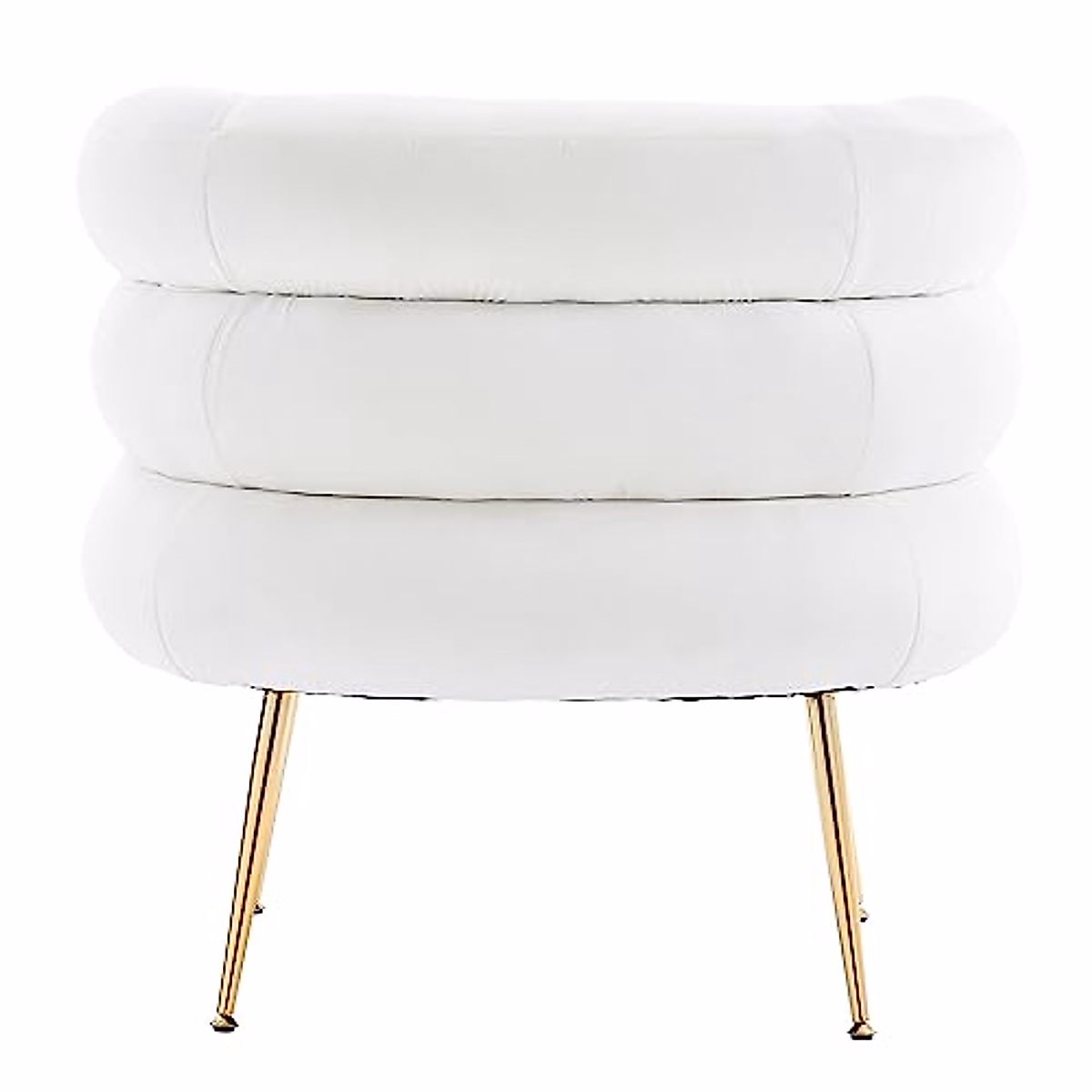 Modern Accent Chair with Ottoman - Barrel Chair with Golden Metal Legs - Velvet Single Sofa Reading Chair - Upholstered Tufted Lounge Chair - Armchair with Footrest for Bedroom Living Room - Beige