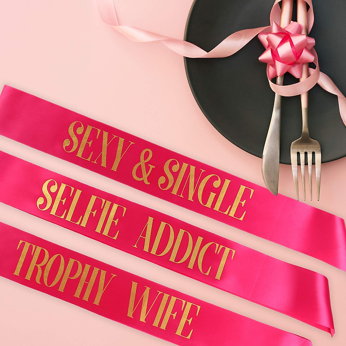 Pop Fizz Designs Bachelorette Sash Set (12 pcs) 1 White Bride to Be Sash + 1 Maid of Honor Sash + 10 Bachelorette Sashes for The Bride Tribe - Amazing Bachelorette Party Favors