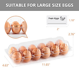 60PCS Egg Cartons Reusable Plastic Egg Carton 12 Count, 1 Dozen Clear Blank Egg Cartons Cheap Bulk for Large Eggs, Blank Chicken Egg Tray Holders for Family, Chicken Farm, Business Market Display