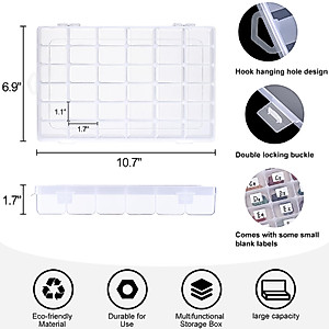 2 Pack 36 Grids Clear Plastic Organizer Box with Adjustable Dividers, Small Craft Organizers and Storage, Compartment Container for Bead, Nail, Jewelry, Art, DIY Crafts, Fishing Tackle, Small Items