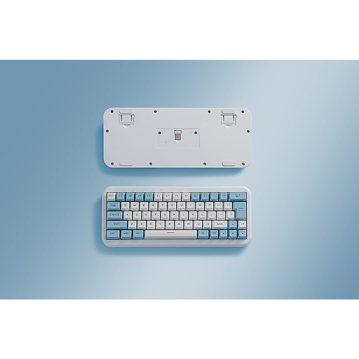 KOLMAX 60% Wireless Gaming Keyboard,Ultra-Compact 2.4G Rechargeable RGB Gaming Keyboard,with Detachable Wrist Rest Backlit Ergonomic 63 Keys Keyboard for Windows Mac PC Xbox PS4 Gamers(Whiteblue)…