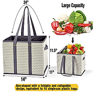 NERUB Reusable Grocery Shopping Bags Heavy Duty Grocery Tote Bags with Reinforced Bottom Foldable Large Reusable Shopping Bags for Groceries (3 Pack)