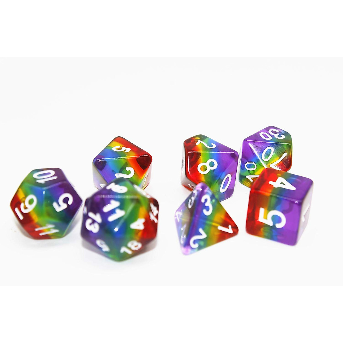 HD Polyhedral DND Dice Set RPG Rainbow Dice for Dungeons and Dragons(D&D) Role Playing Game,MTG,Pathfinder,Table Game,Math Games Dice Set with Dice Pouch