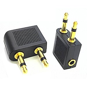 zdyCGTime 2Pack Golden Plated Airline Airplane Flight Headphone Adapters,3.5mm to 2 x 3.5mm Airplane Airline Travel Headphone Earphone Adapter.