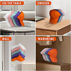 Hat Stand for Baseball Caps, 2 Pack Hat Organizer and Display, Acrylic Hat Rack for 14 Baseball Caps for Bedroom, Closet, Dresser, Entryway, Office