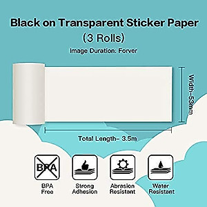Phomemo M02 Pro Mini Thermal Printer- Bluetooth Photo Printer with 3 Rolls Transparent Sticker Paper, Compatible with iOS + Android for Plan Journal, Study Notes, Art Creation, Work, Gift, White
