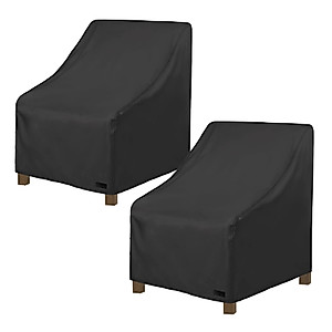 NettyPro Patio Adirondack Chair Cover Waterproof Outdoor Furniture Swivel Recliner Rocking Lounge Deep Seat Chair Cover, Fits up to 30" W x 33" D x 34" H, 2 Pack, Black