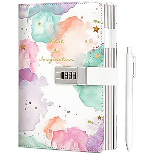 CAGIE Diary for Girls Age 8-12 Gifts for 9 10 11 12 Year Old Girls Diary with Lock, Tie Dye Design 192 Pages Lock Diary with Pen, 5.7 x 8.5 Inch Birthday Gifts for Girl Journal with Lock