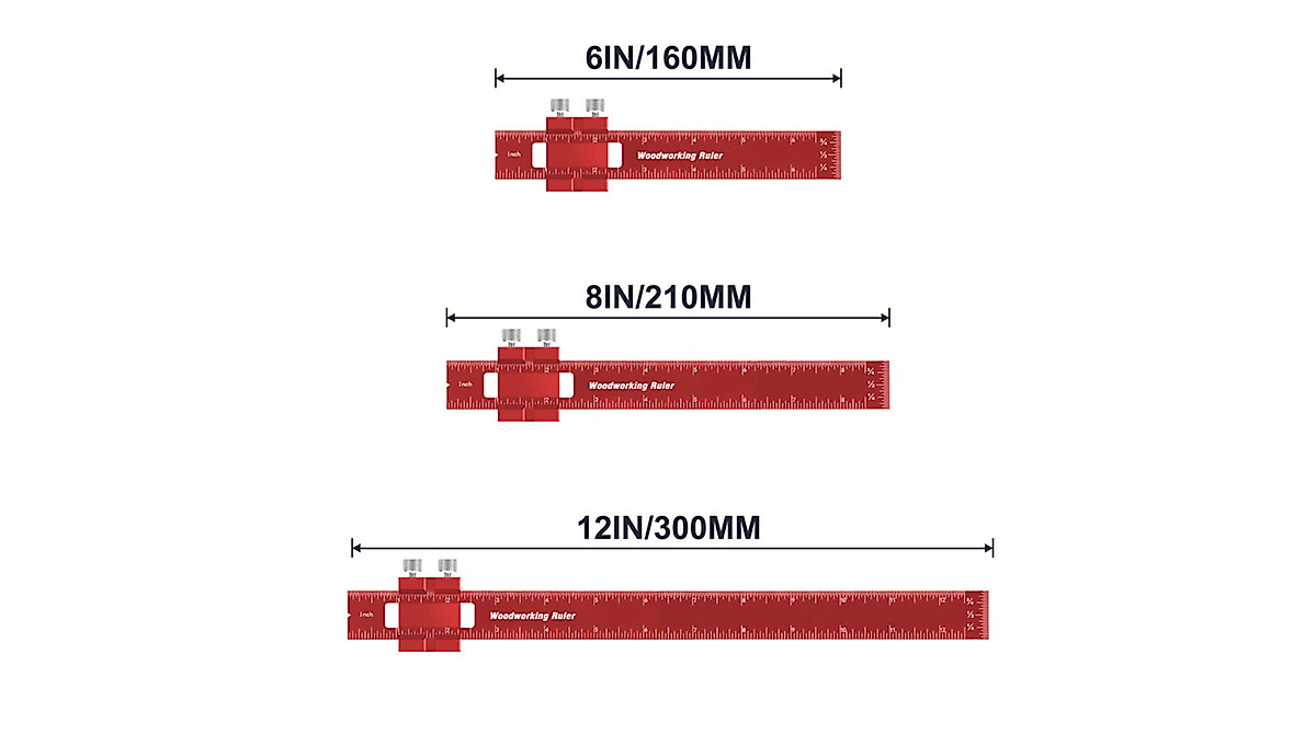 Violetfox Woodworking Ruler Set - Precision Metal Pocket Scribes (6/8 ...