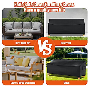 Likorlove 100% Waterproof Outdoor Sofa Cover, 78" Wx 33" Dx 32" H Patio Furniture Covers Waterproof, Windproof 2-Seater Sofa Cover Heavy Duty with Air Vent and Handles for Lawn, Backyard Deck, Black