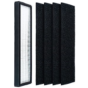 Ultra Durable FLT4825 True HEPA filter Replacement Filter B - Exact Fit for Germ-Guardian Air Purifier AC4300BPTCA, AC4900CA, AC4825, AC4825DLX (1 HEPA + 4 Activated Carbon Filters)