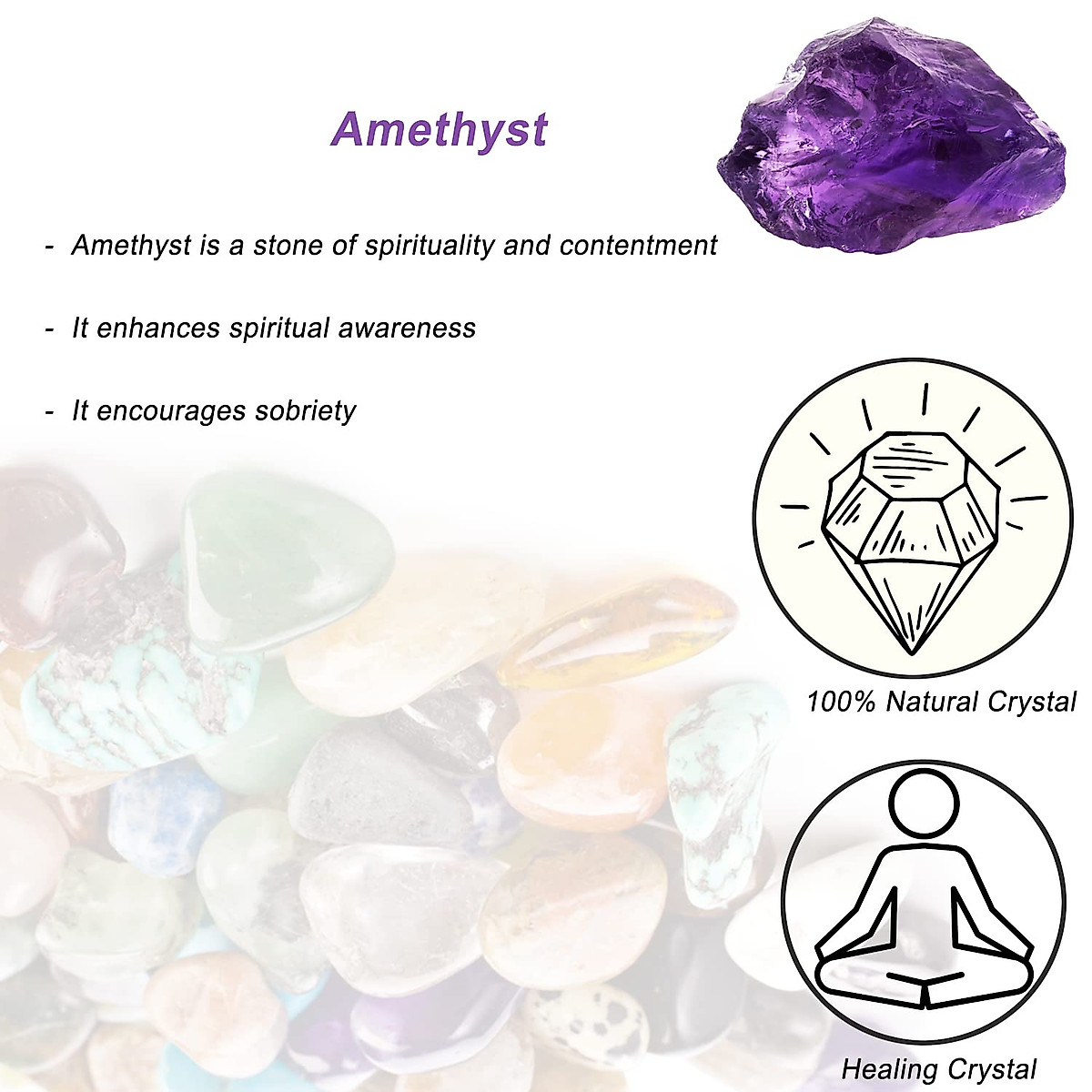 Deep Amethyst Raw Crystals, Large 1.25-2.0" Healing Crystals Natural Rough Stones Crystal for Tumbling, Cabbing, Fountain Rocks, Decoration, Polishing, Wire Wrapping, Wicca & Reiki