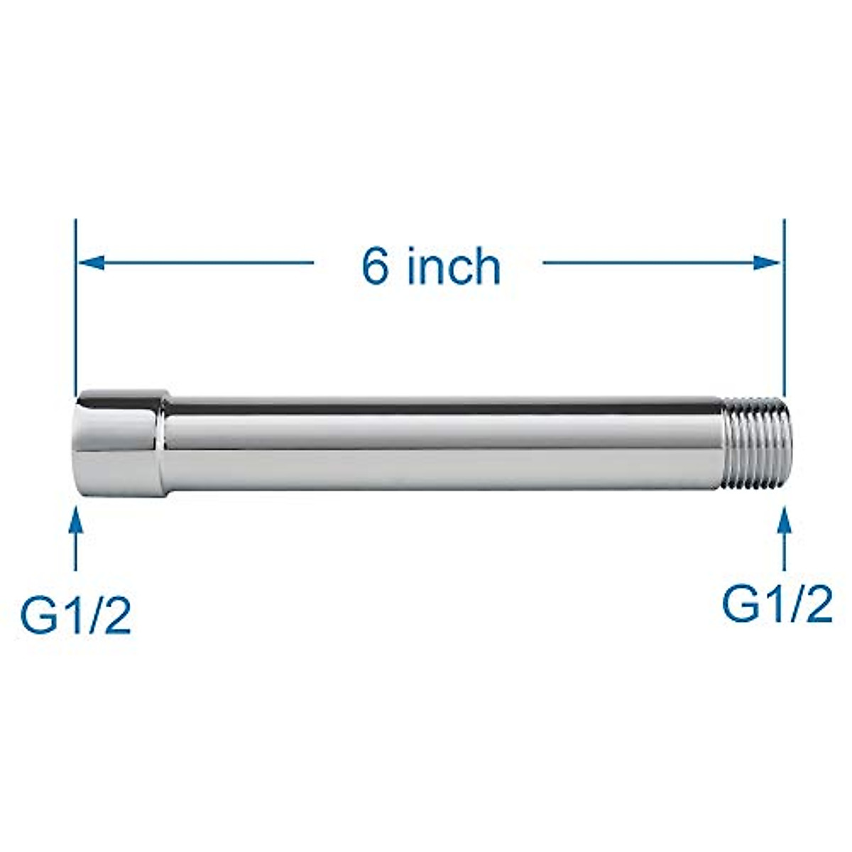 2 PCs 6 Inch Shower Head Extension Arm, Solid Brass Shower Arm Extension Shower Head Extender, Water Outlet Lowers Existing Shower Head - Chrome Finish