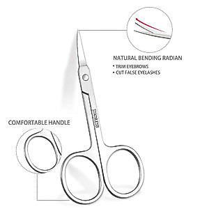 Eyebrow Scissors and Three Eyebrow Brushs, beard and nose trimming scissors eyelash with curved craft stainless steel scissors