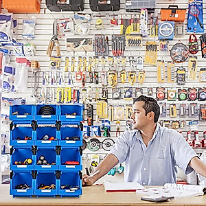 AERCANA Shop Stackable Organizer Bins Parts Bin Shelf Storage Bin Garage storage bins(Blue,Pack of 6)