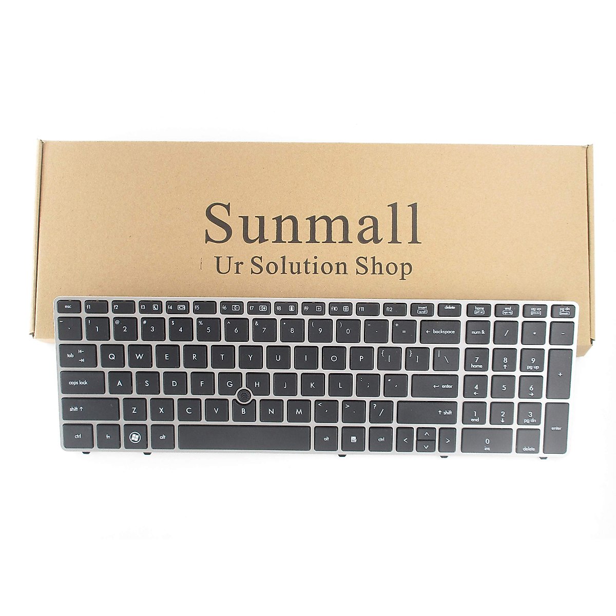 SUNMALL Keyboard Replacement with Silver Frame Compatible with HP Elitebook 8560P 8570P Probook 6560B 6565B 6567B 6570B 6575B Series Keyboard with Pointer