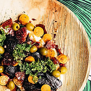 brheez Palm Leaf Plates 25 Ct (12 Inch) - Eco Friendly, Compostable & Biodegradable - Elegant Bamboo Look Disposable Party Plates are Heavy Duty and More Environmentally Friendly than Paper Plates