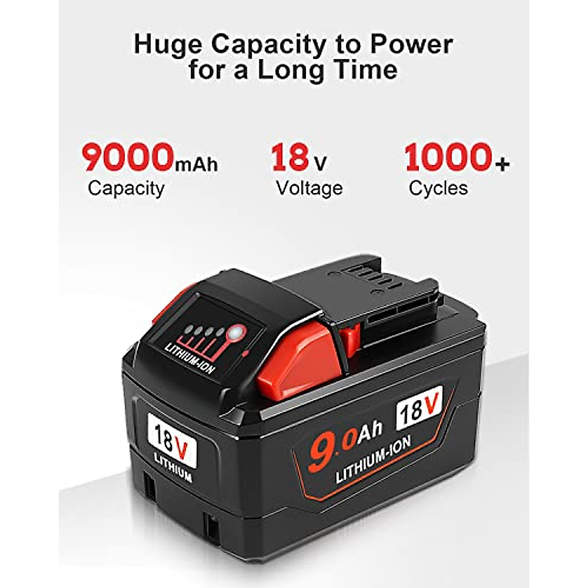 Replacement for Milwaukee M-18 Battery 9.0Ah 2/pk M18 M18b 48-11-1850 48-11-1840 48-11-1815 48-11-1820 48-11-1852 48-11-1828 48-11-1822 Cordless Power Tool