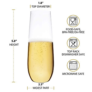 Bravario Unbreakable Glasses Bundle | 4 Wine, 4 Whiskey, 4 Champagne | Shatterproof 100% Tritan Plastic | Dishwasher-Safe | BPA-free | Awesome for Indoor & Outdoor, Gifts & Holidays