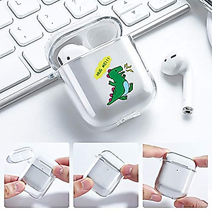 Akabeila Airpods Case Cover for Women Men,Compatible with Apple Airpods 2 Case Airpod Case Dinosaur Cute Clear Case Cases [Supports Wireless & Cable Charging] [with Carabiner] Anti-Fall Air Pod Case