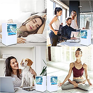 Portable Air Conditioner Fan, Mini Air Cooler Desk Fan with Icebox, 4-in-1 Evaporative Air Cooler with 3 Fan Speeds, Quiet Mini Air Conditioner for Home & Office, Portable Air Humidifier