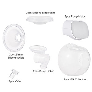 Putybudy S9 Double Wearable Electric Breast Pump, Low Noise/Invisible/Painless Hands Free, 2 Modes & 5 Levels Suction Adjustable & 180ml Collector, Portable for Mom Breastfeeding Anytime, 24MM/Gray