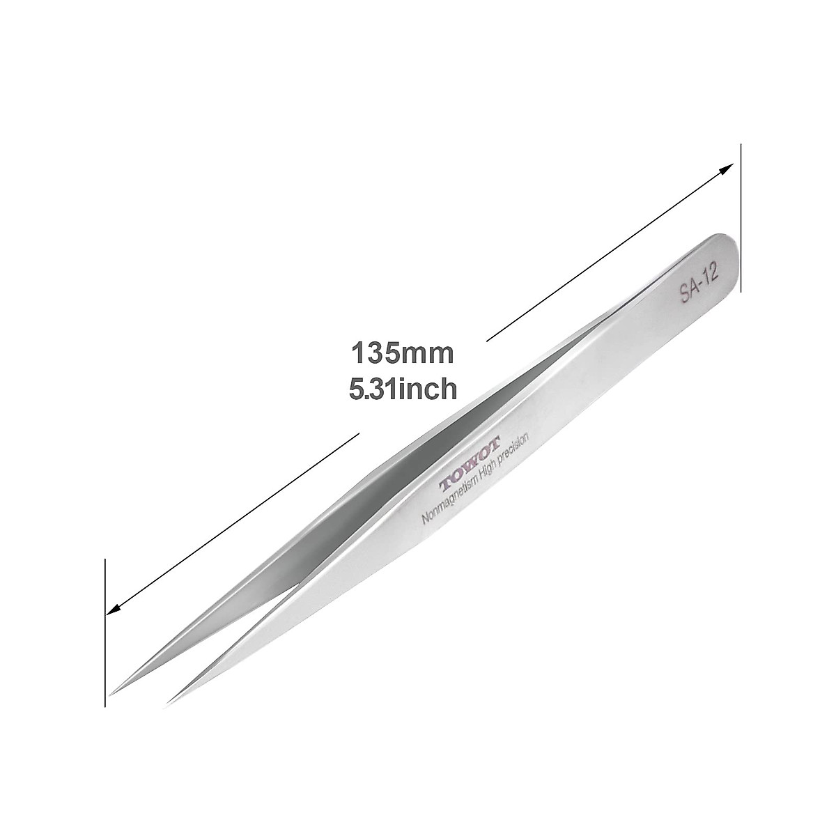 Precision Tweezers, Stainless Steel Pointed Tweezers for Craft, Electronics, Soldering, Medical and Experimental Work, Jewelry-Making, Industrial Tweezers, by TOWOT