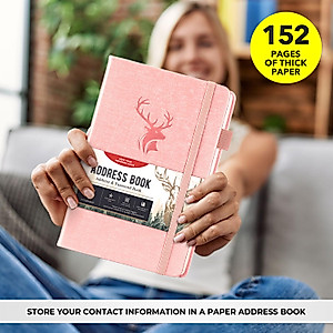 Address Book with Alphabetical Tabs，Hardcover Small Passwordbook，Phone Book Contact Book Large Print for Phone Numbers，Internet Website Logins，Address Books for Seniors 5"*7.6"-Pink