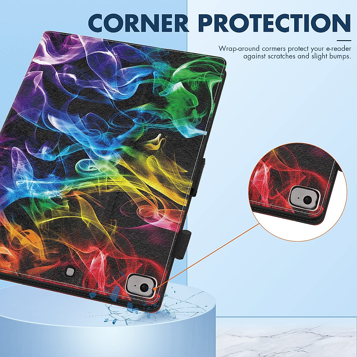 Dteck Case for iPad Mini (5th/4th Generation), iPad Mini 3/2/1 Case 7.9" - Flip Leather Protective Case with [Auto Sleep Wake/Adjustable Viewing-Stand Angle] Shockproof Cute Cover (Colorful Smoke)