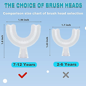 Caromolly Kids Electric Toothbrush, U-Shaped Automatic Toothbrush,360° Cleaning with Three Types of Brush Heads,Special Design for 7-12 Years, White