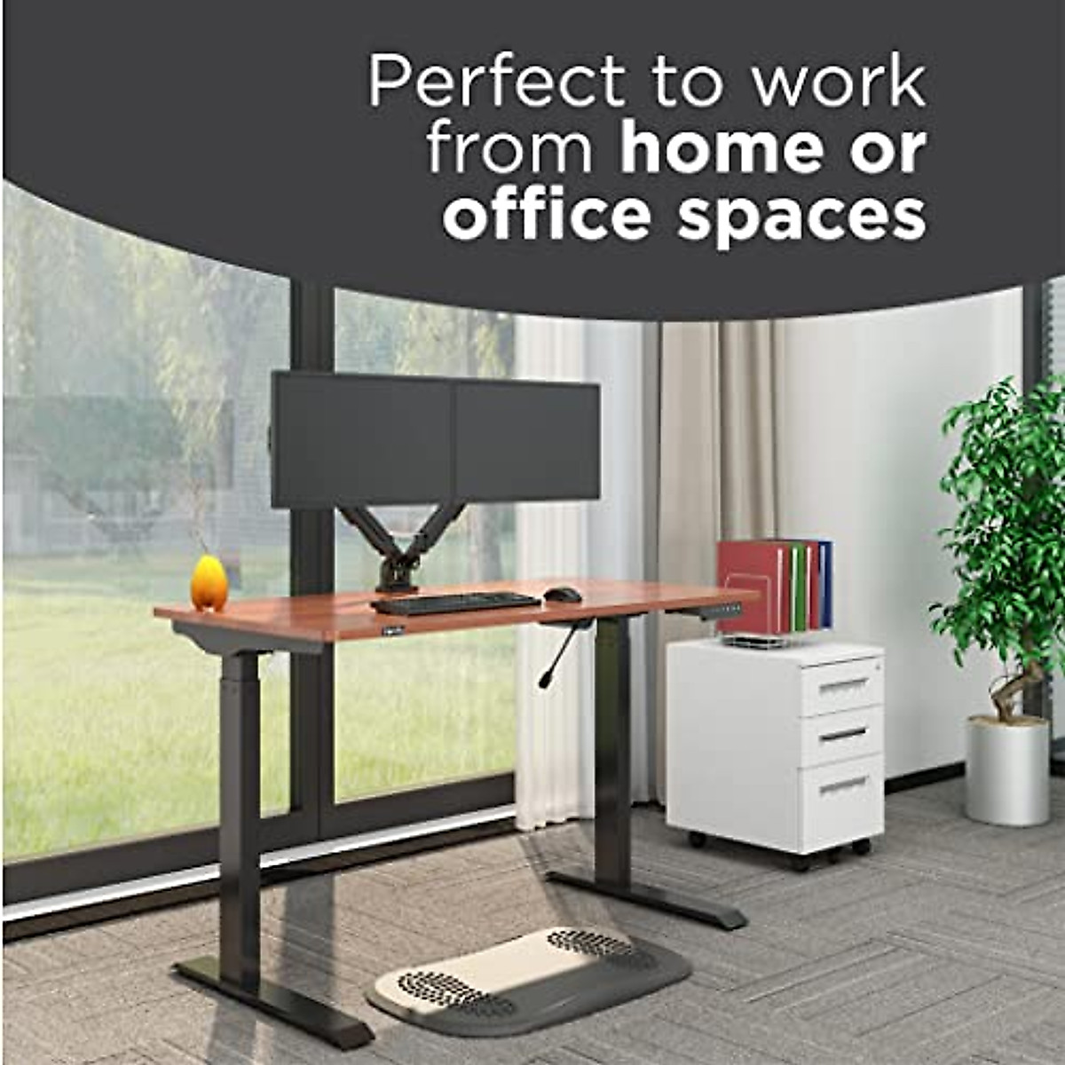 Comfty Home/Office Height Adjustable Table, 28.7” to 48.4”, Mahogany/Black