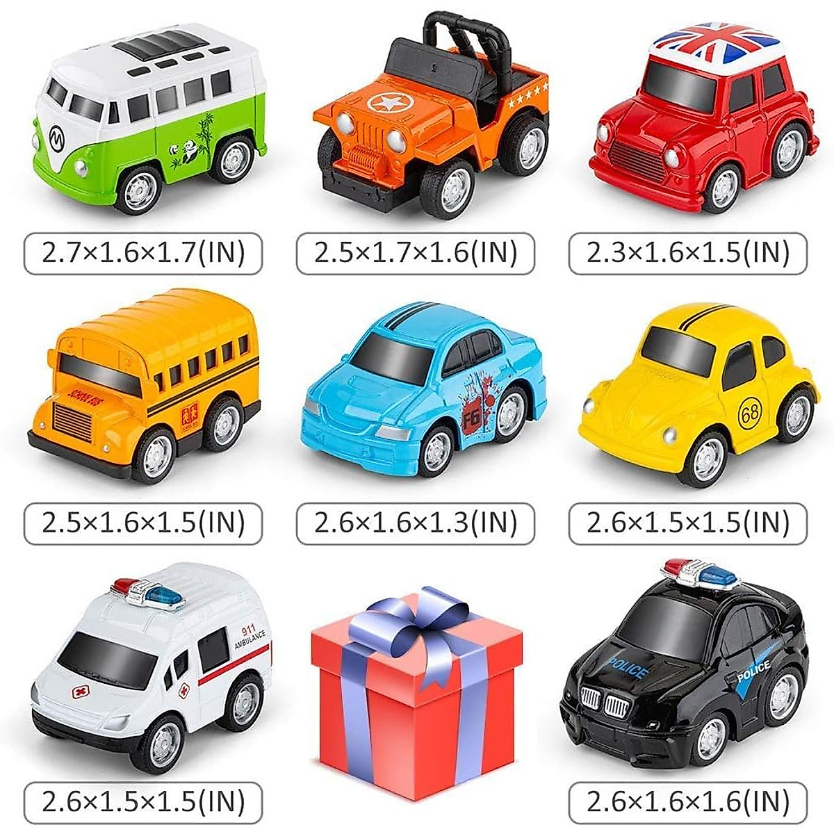 RuiDaXiang Metal Pull Back Cars,8 Pack Mini die cast Toy Cars Set, for Aged 3-6 Year Boys