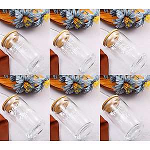 Irenare 10 Pcs Thank You Gift Bulk 17 oz Glass Cup Employee Appreciation Gift Can Shaped Glass Cup with Bamboo Lid Straw for Women Teacher Nurse Graduation